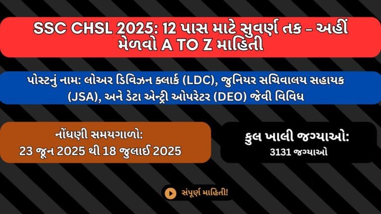 SSC CHSL 2025: 12 પાસ માટે સુવર્ણ તક - અહીં મેળવો A to Z માહિતી